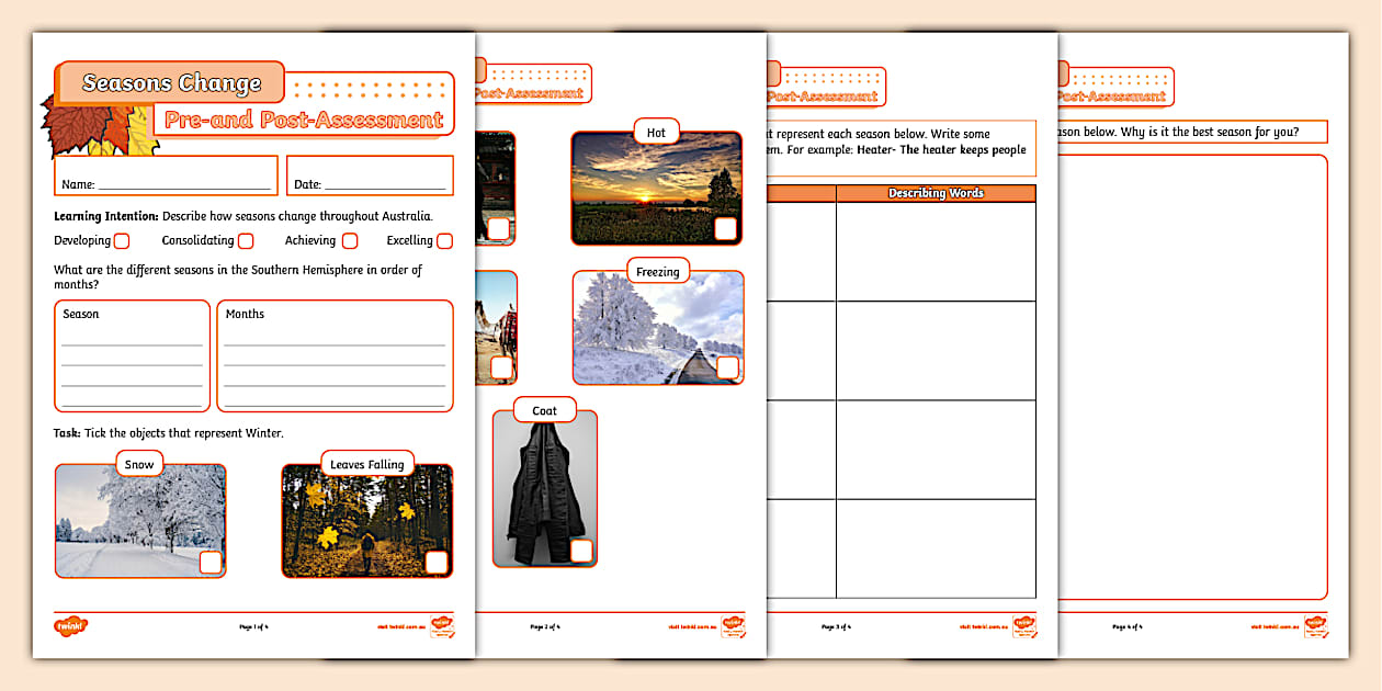Seasons Change Pre and Post-Assessment (teacher made)