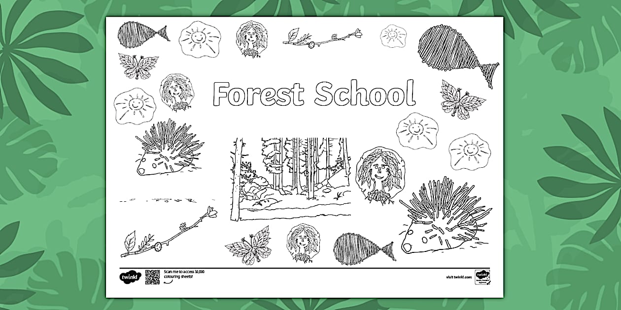 Forest School Colouring Page (teacher made) - Twinkl