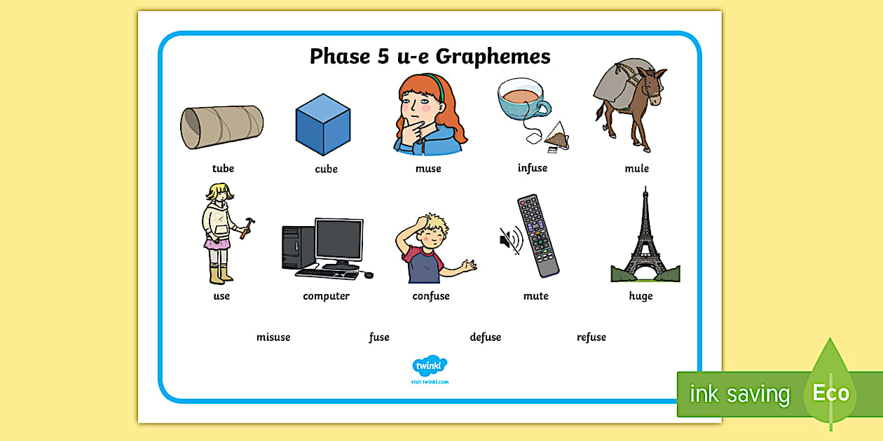 Cursive Phase 5 'u_e' Cube Grapheme Word Mat (teacher made)