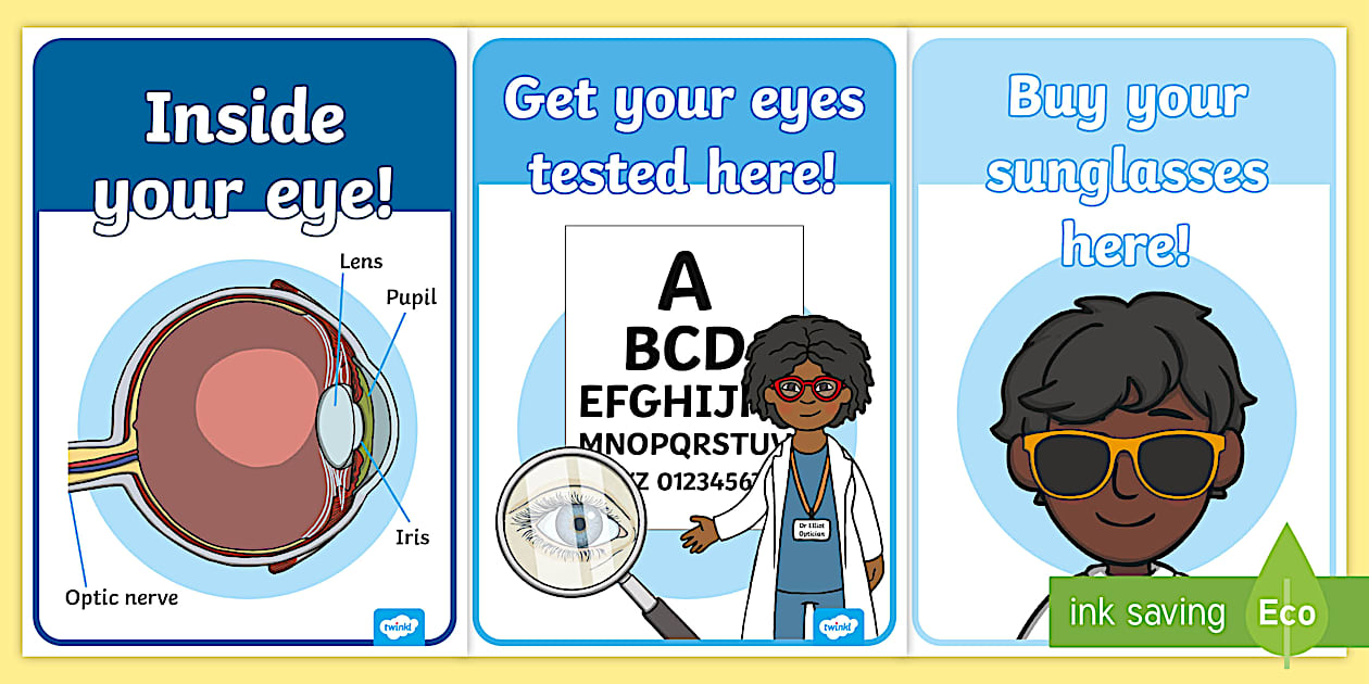Editable Opticians Role Play Display Posters (teacher made)