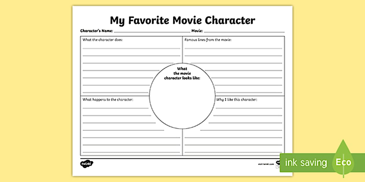 Movie Character Worksheet (teacher made) - Twinkl
