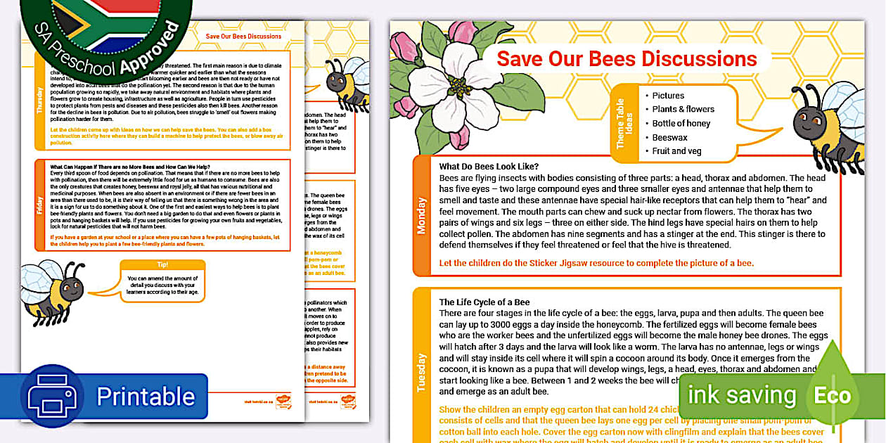 Bee Lesson Plan For Preschool - Twinkl South Africa - Twinkl