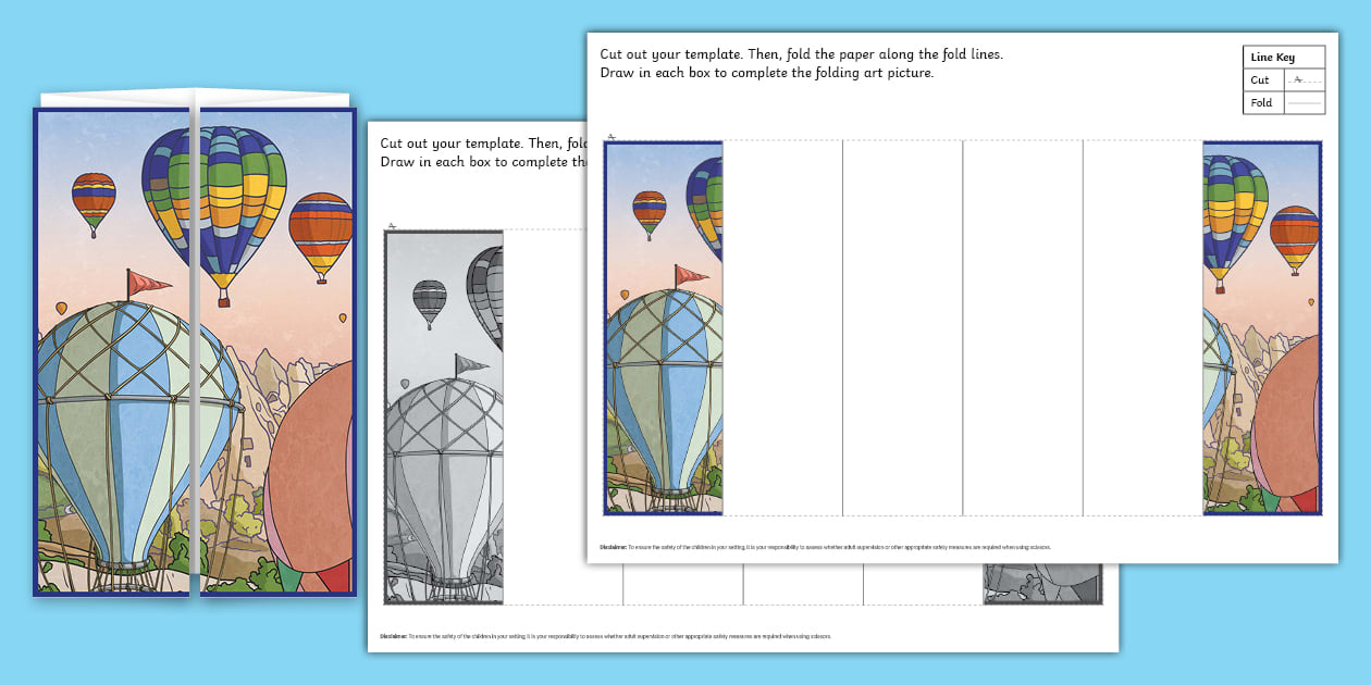 * NEW * Hot Air Balloon Folding Art Template (teacher made)