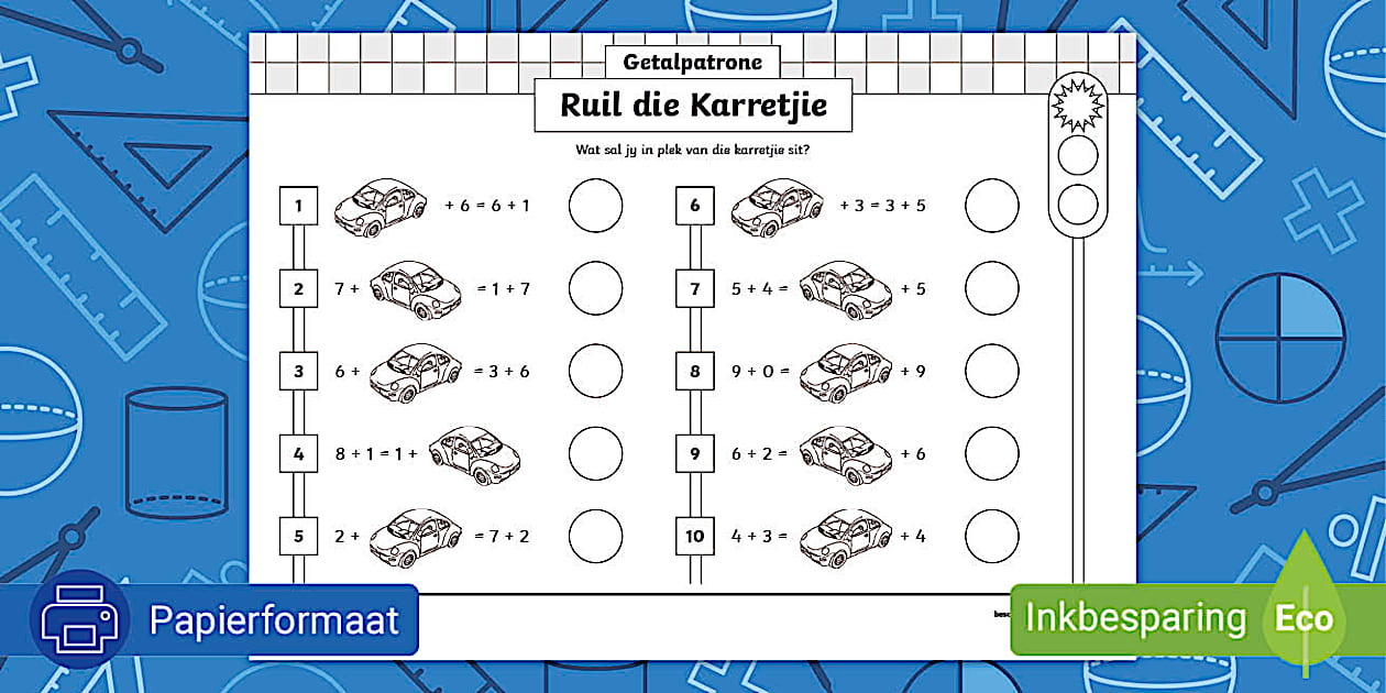 Getalpatrone - Ruil die Karretjie - Aktiwiteitsblad - Twinkl