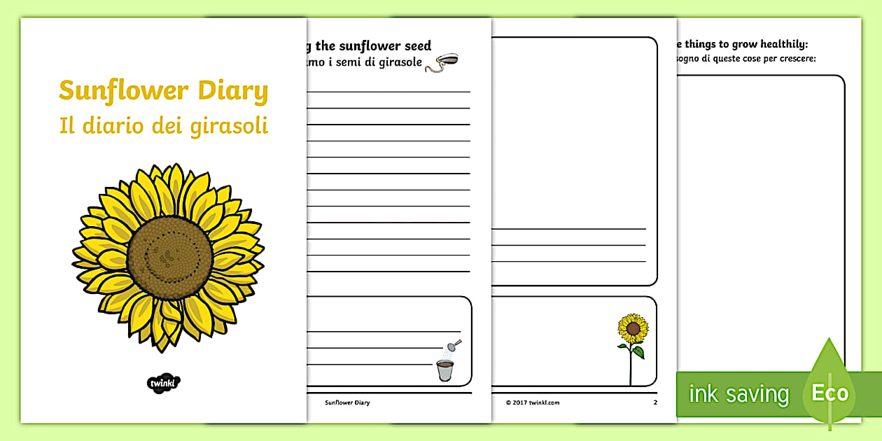 Sunflower Diary Writing Frames English/Italian - Sunflower Diary ...