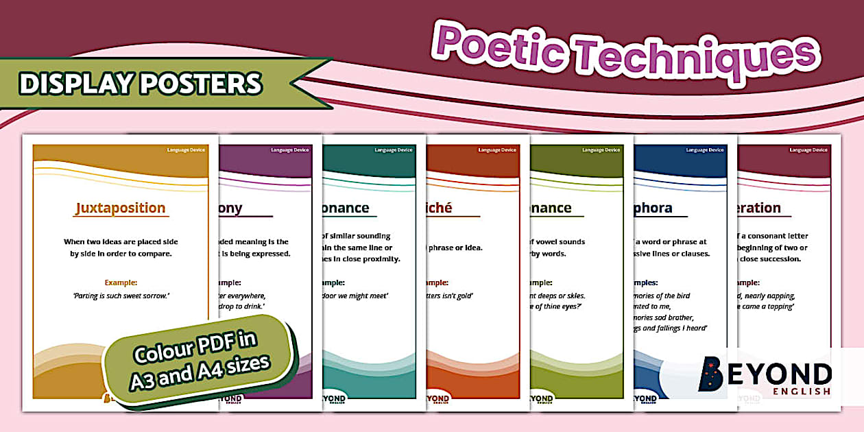 Poetic Techniques - Coloured Display Posters