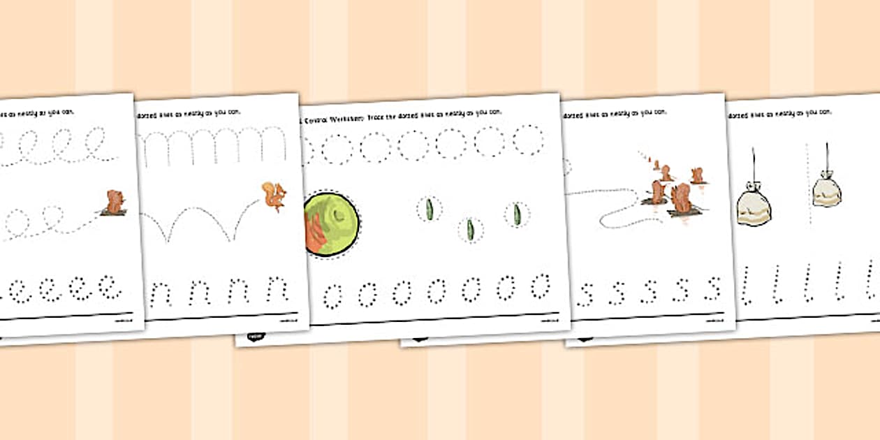 The Tale of Squirrel Nutkin Pencil Control Sheets - Twinkl