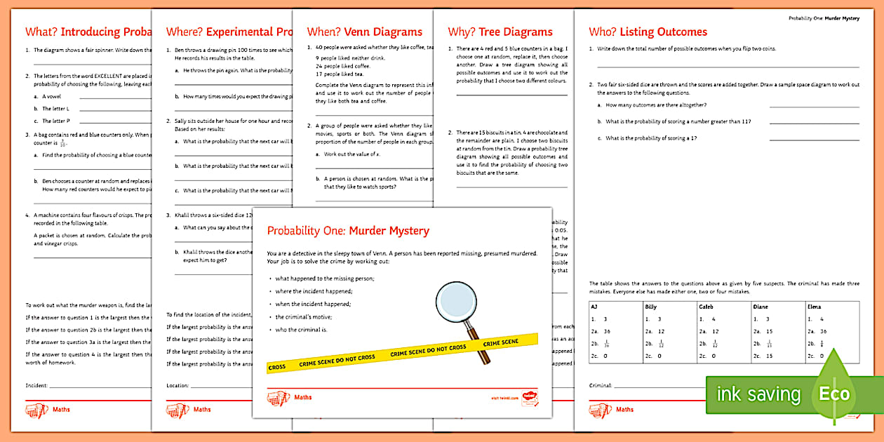 Probability Games - Murder Mystery Activity Pack | Twinkl