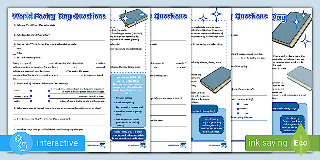 World Poetry Day Differentiated Reading Comprehension