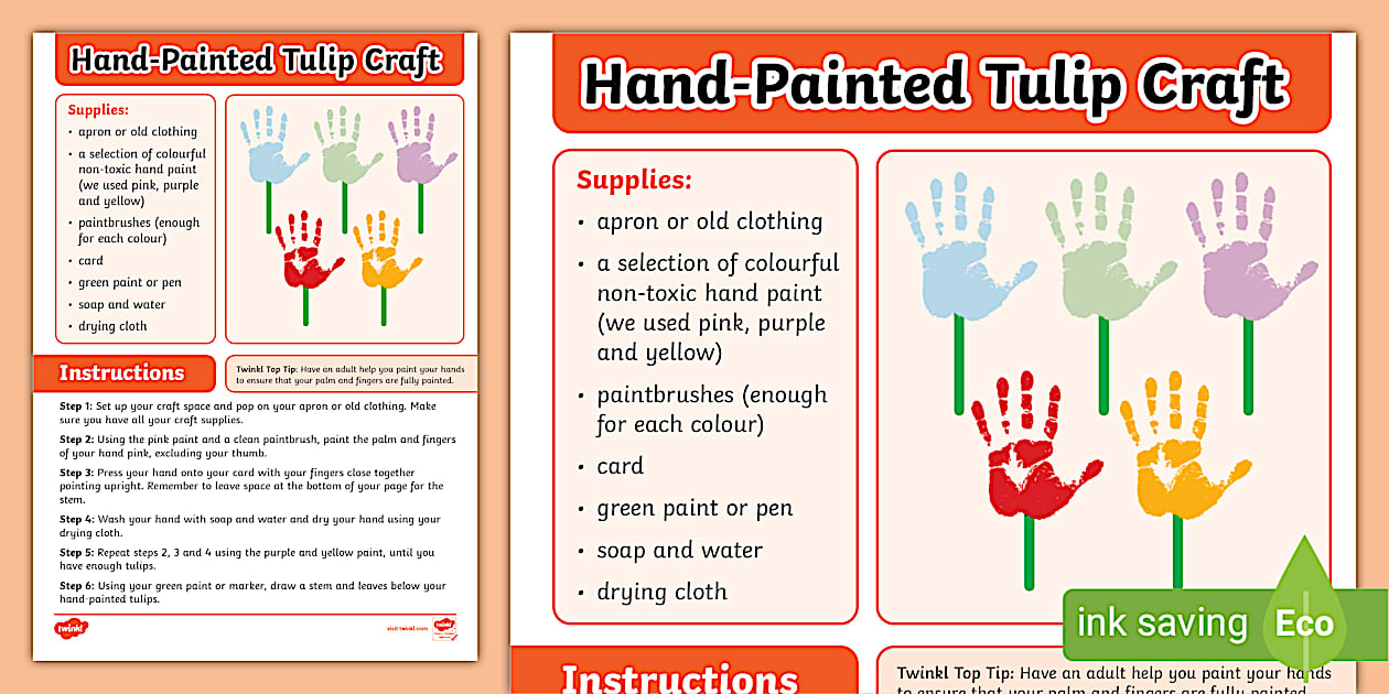 Hand-Painted Tulips Craft (teacher made) - Twinkl
