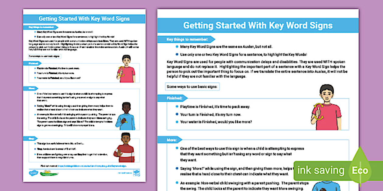 Getting Started With Key Word Signs | Australia Resources