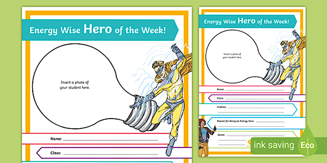 Energy Wise Superhero of the Week Poster (teacher made)