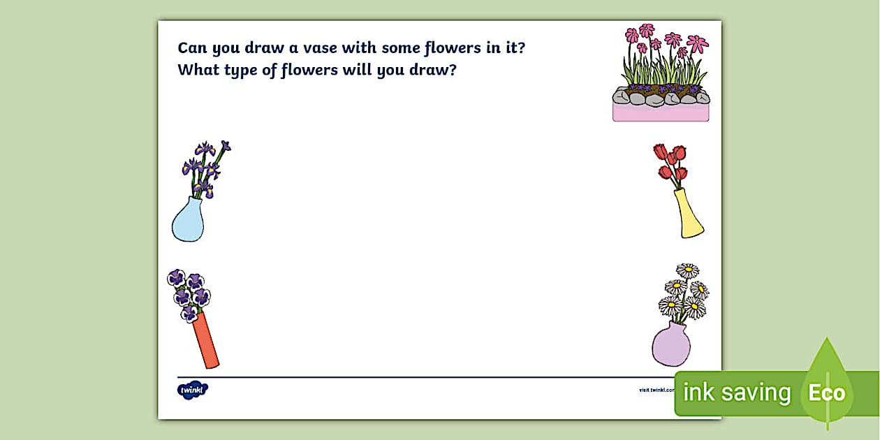 Vase with Flowers Drawing Prompt (teacher made) - Twinkl