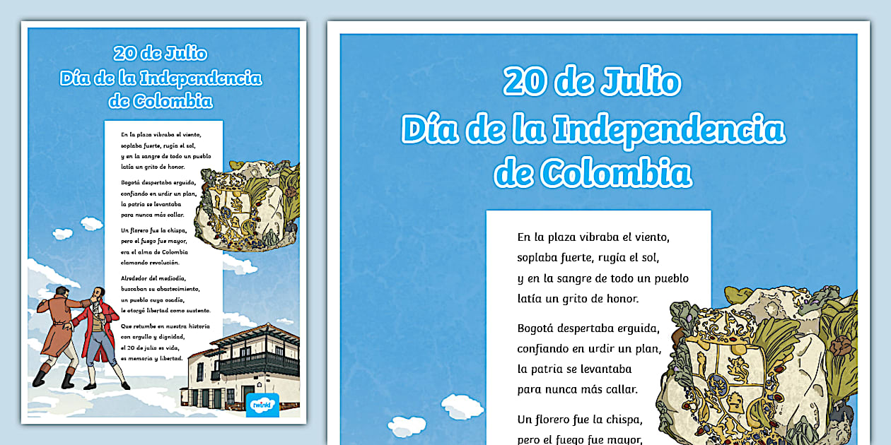 Poema de la Independencia de Colombia para niños - Twinkl