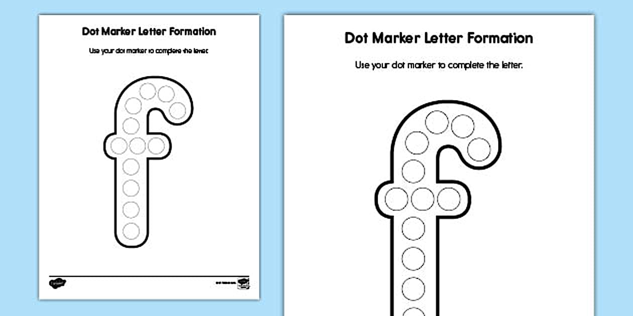 Lowercase Letter f: Dot Marker Letter Formation Worksheet