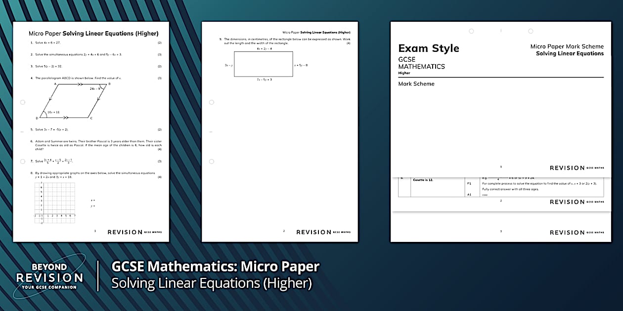 👉 Micro Mock Linear Equations Test Questions Beyond Gcse