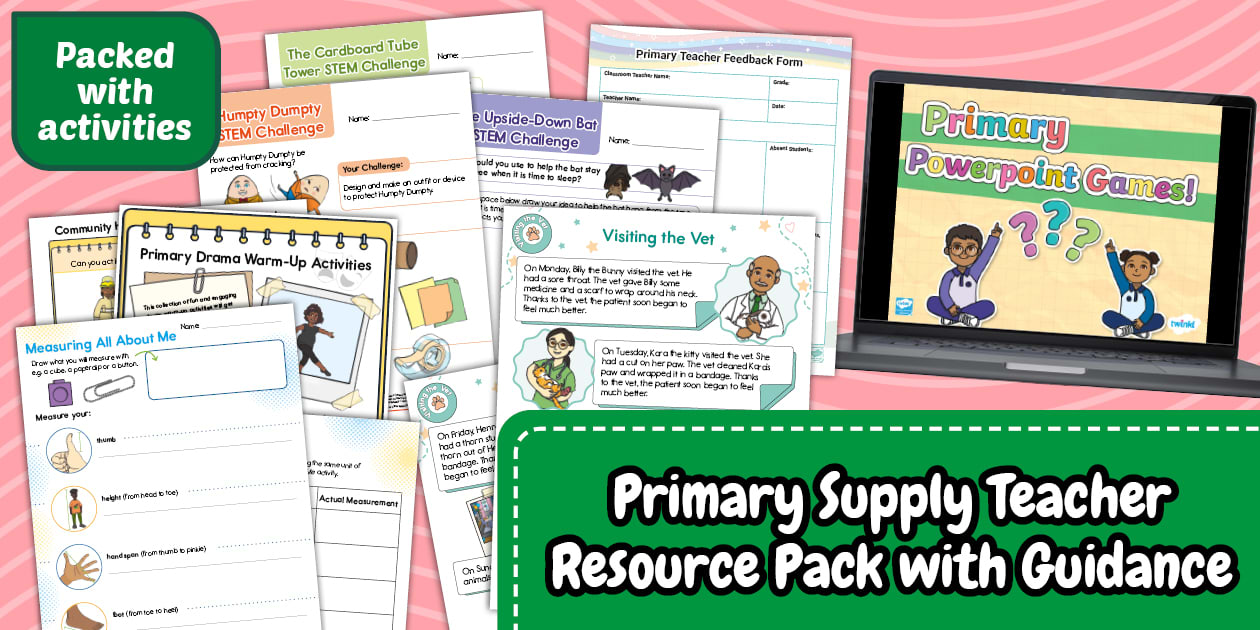 Primary Supply Teacher Resource Pack with Guidance