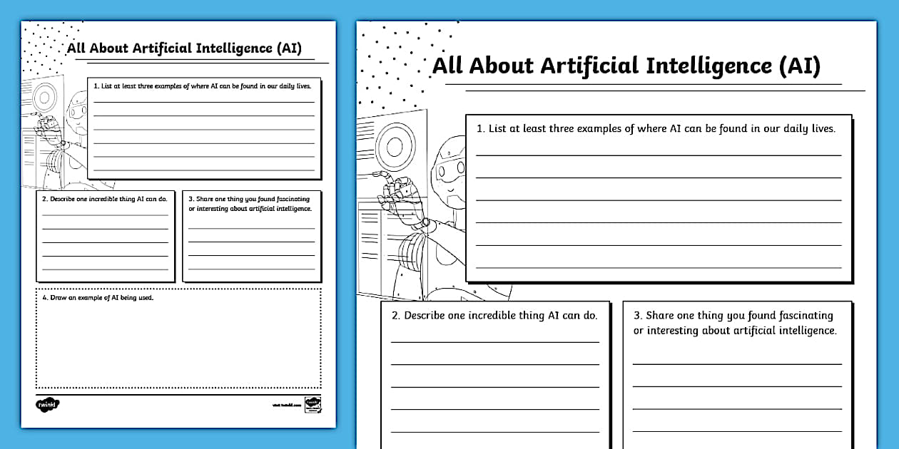 All About Artificial Intelligence (AI) Research Worksheet for 3rd-5th Grade