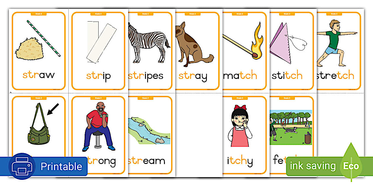 Grade 2 Phonics: str- -tch: Flashcards - Twinkl