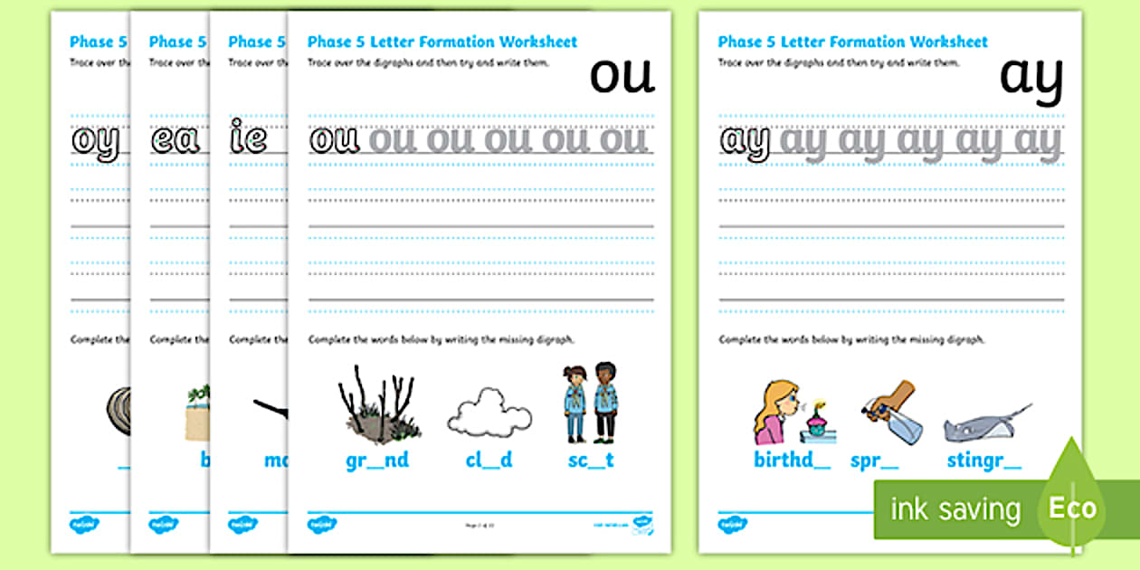 Cursive Phase 5 Letter Formation Worksheets - Twinkl