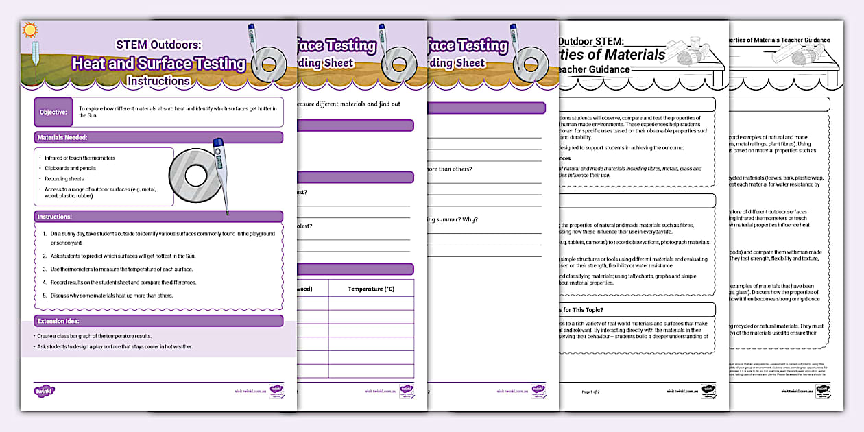 STEM Outdoors: Heat and Surface Testing - Twinkl