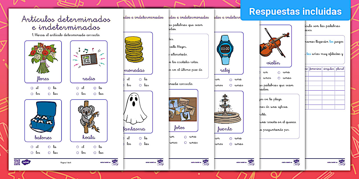 Ficha de actividad: Artículos determinados e indeterminados