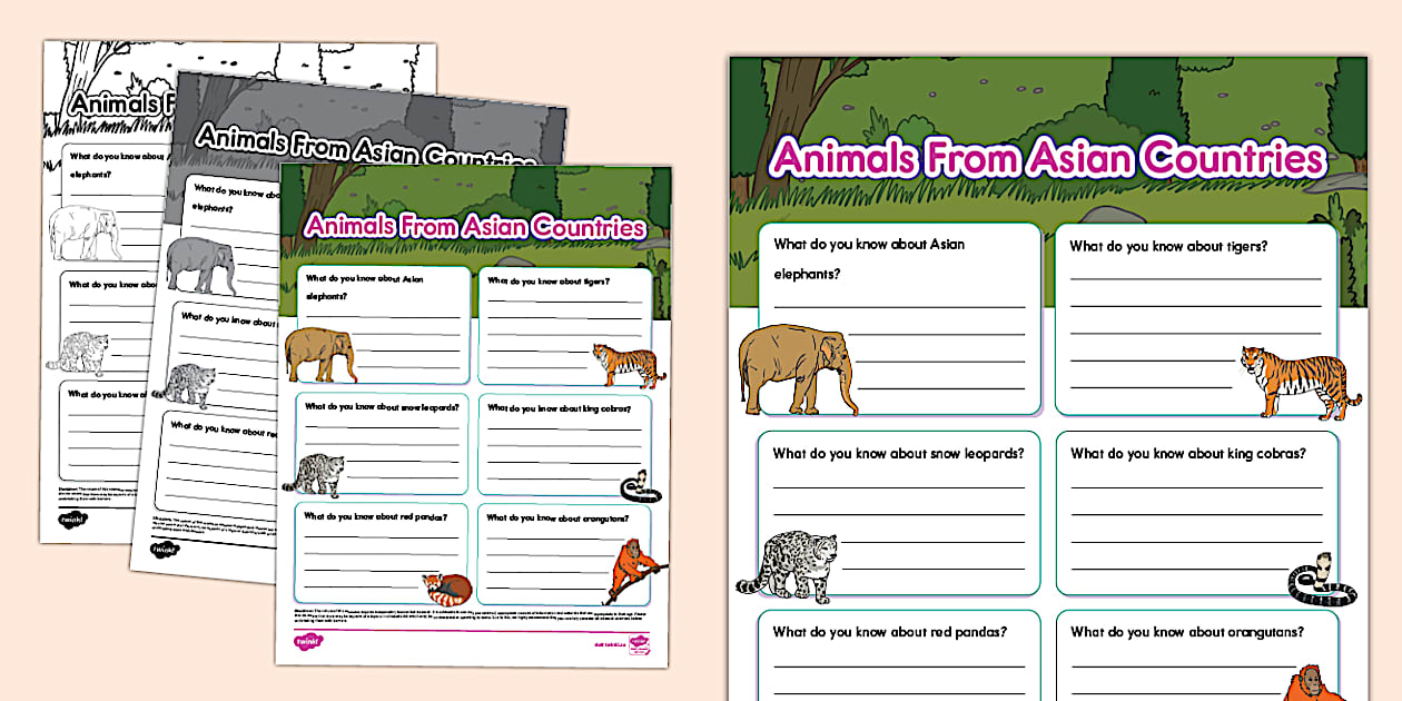 Animals From Asian Countries Fact File Template - Twinkl