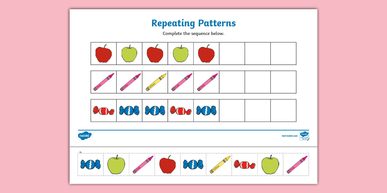 Repeating Patterns Worksheet (teacher made) - Twinkl