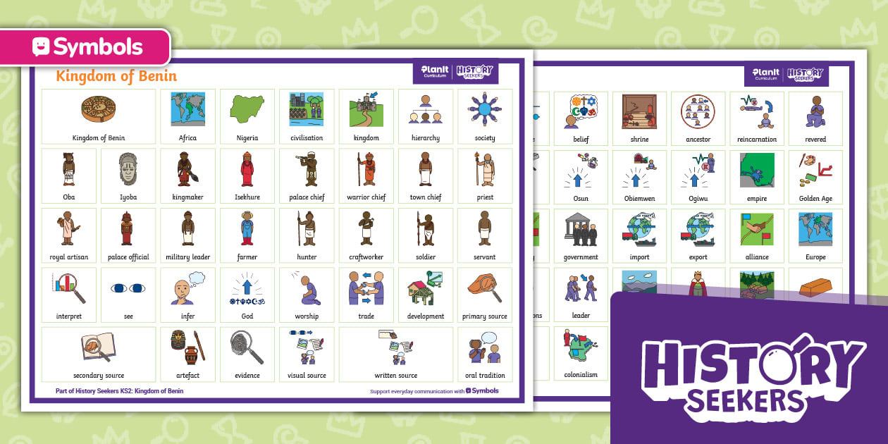 Twinkl Symbols: History Seekers: Kingdom of Benin: AAC Mat