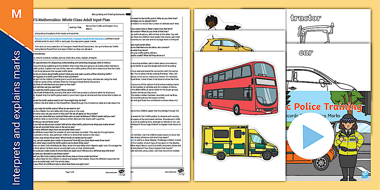 EYFS Maths Record the Traffic and Explain Your Marks Plan