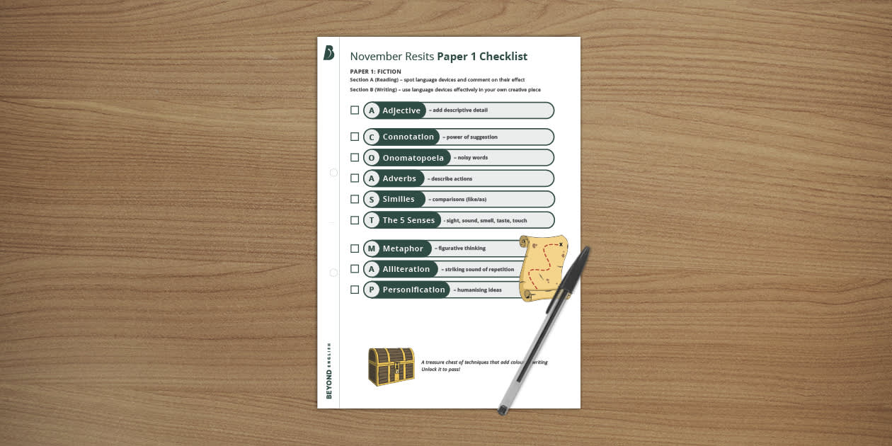 GCSE English Language Paper 1 Checklist (teacher made)
