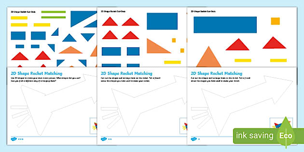 👉 2D Shape of a Rocket Matching Activity | Twinkl | Shapes