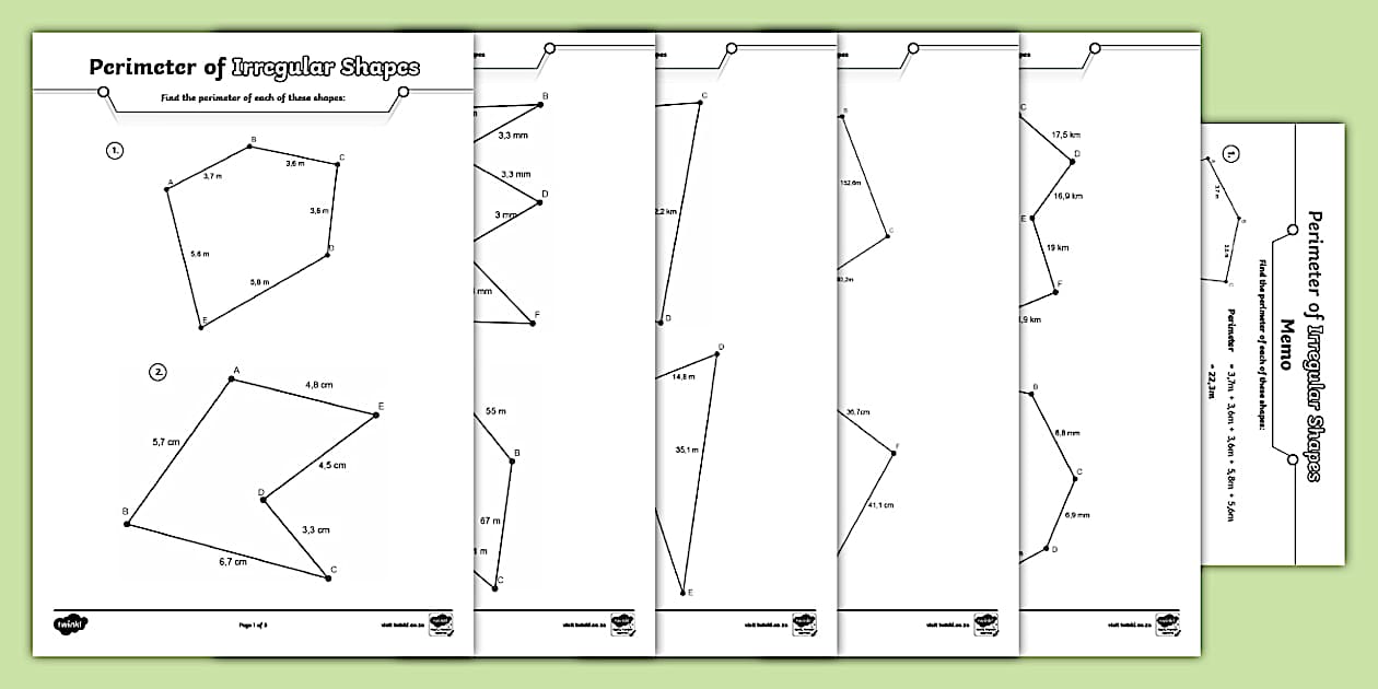 Perimeter of Irregular Shapes Activity Sheet - Twinkl