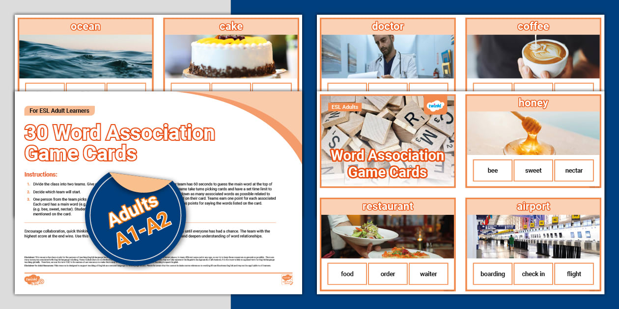 ESL Word Association Game Cards [ Adults, A1-A2] - Twinkl