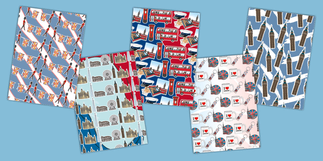 London Patterned Paper Posters Pack Twinkl - Twinkl