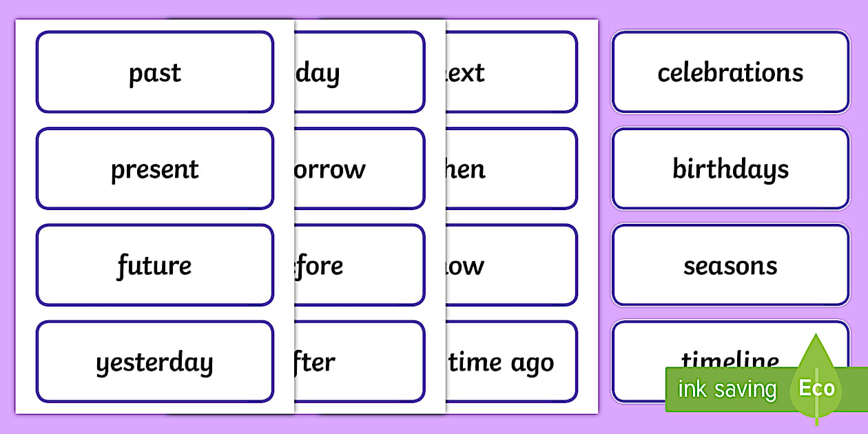 Past, Present, Future Word Cards