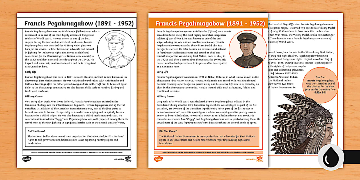 Francis Pegahmagabow Fact File (l'enseignant a fait)