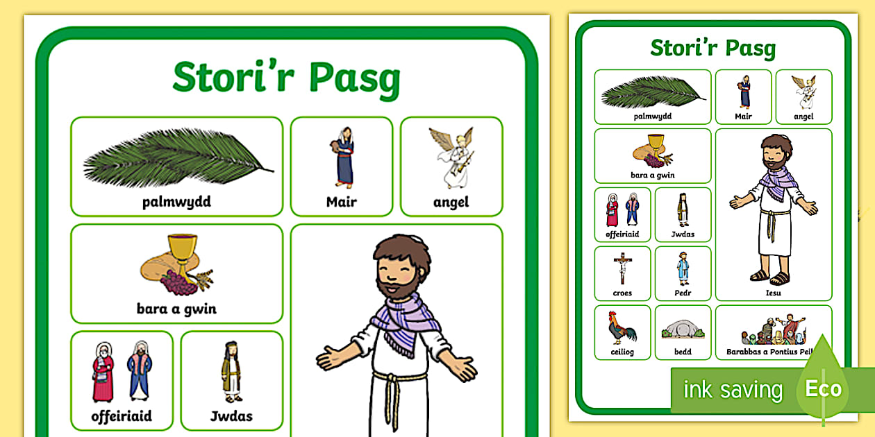 Grid Geiriau Stori'r Pasg (teacher made) - Twinkl