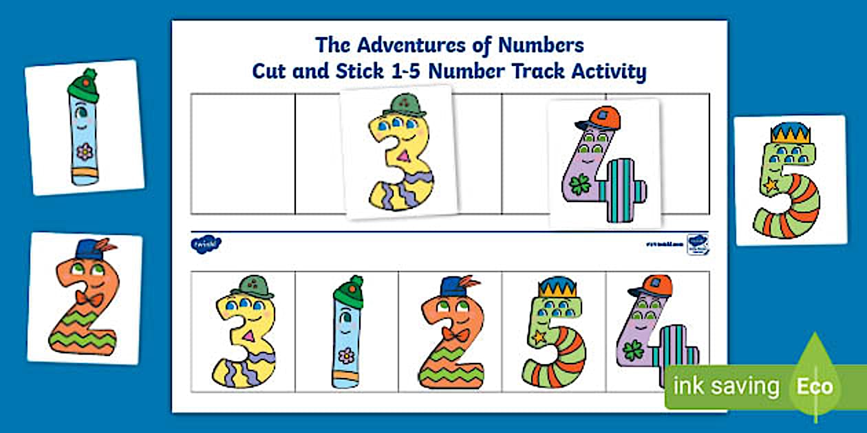 👉 The Adventures of Numbers Cut and Stick 1-5 Number Track