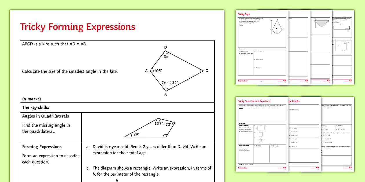 GCSE Algebra Questions: Problem Solving | KS4 Maths - Twinkl