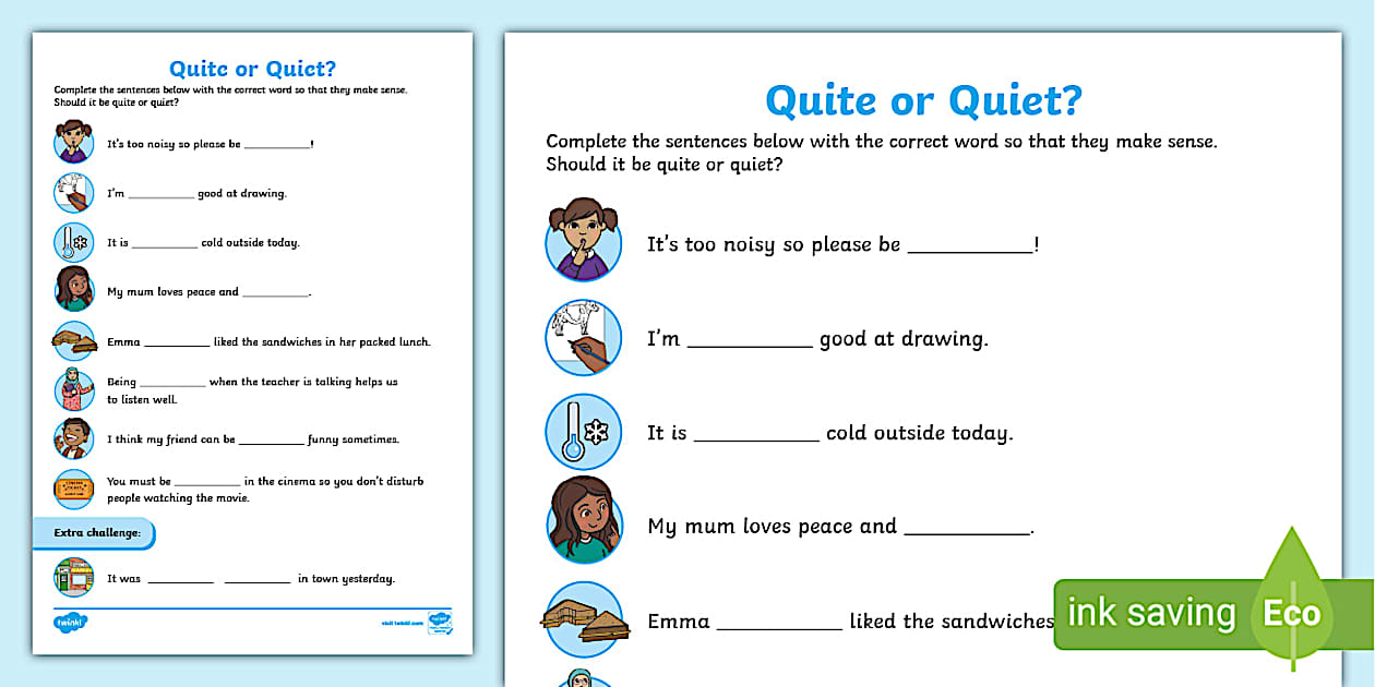 Quiet and Quite - Spelling Challenge - KS1 Resource - Twinkl