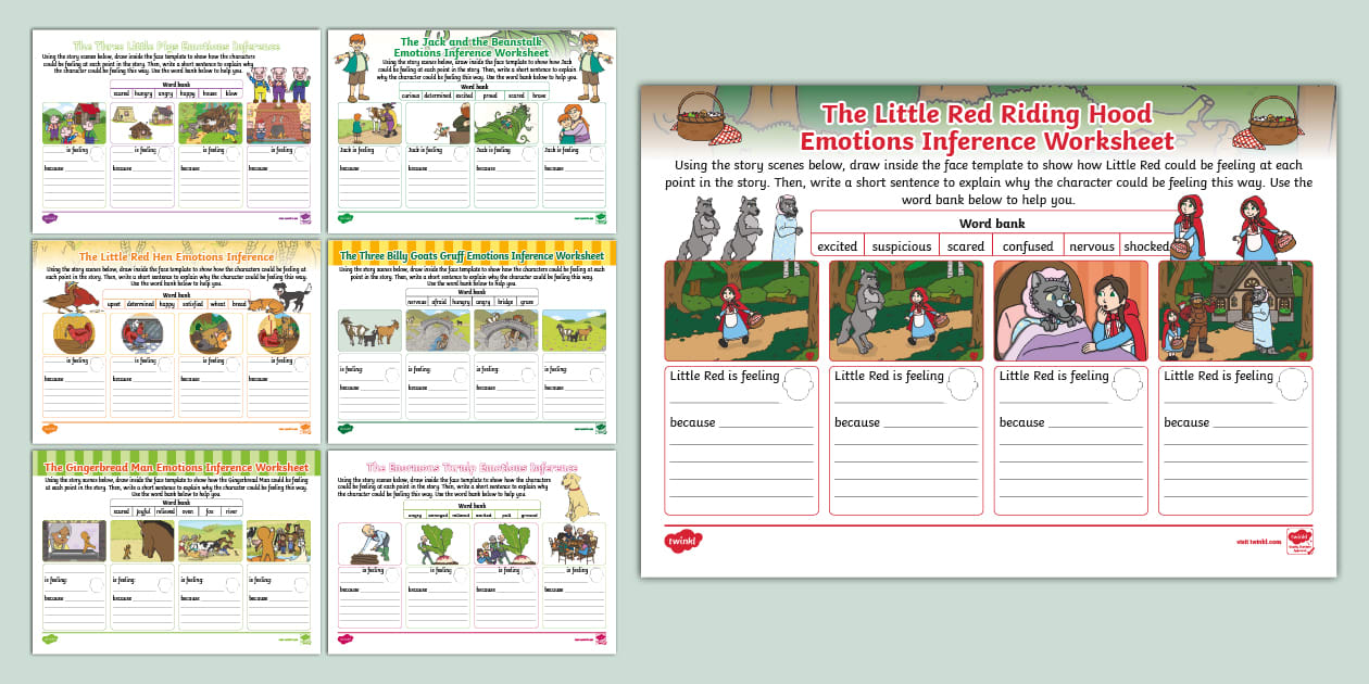 Fairy Tale Emotions Inference Worksheet Pack (teacher made)