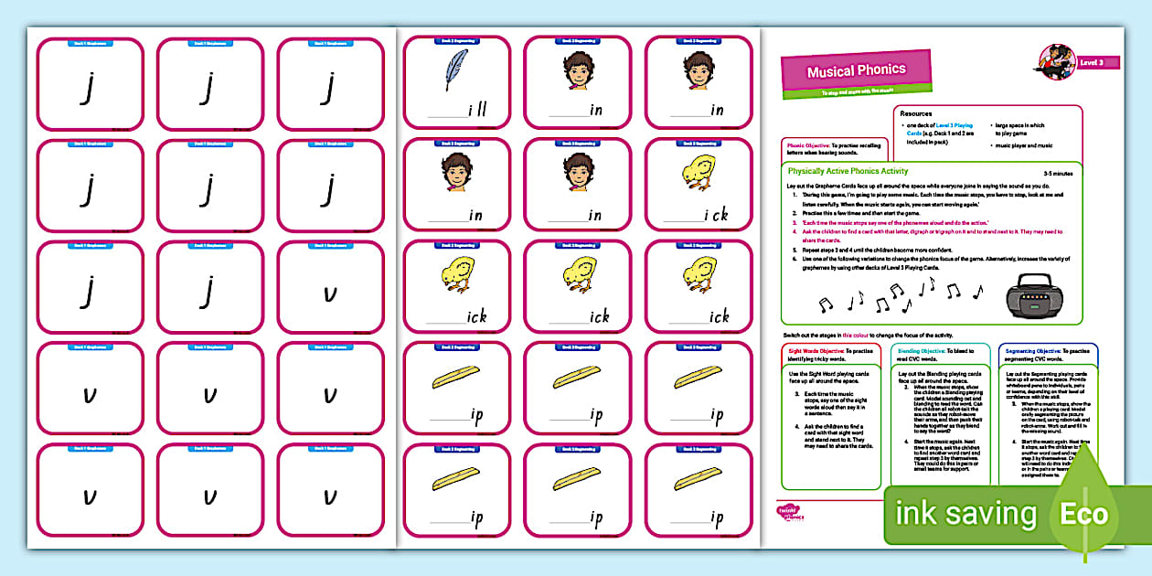 Physically Active Level 3 Phonics Game: Musical Phonics