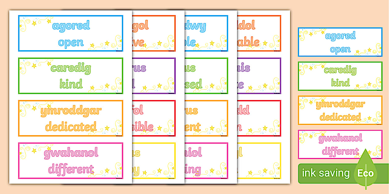 Inspirational Welsh Adjective Word Cards (Teacher-made)