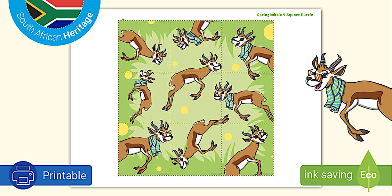Springbokkie 9 Square Puzzle (teacher made) - Twinkl