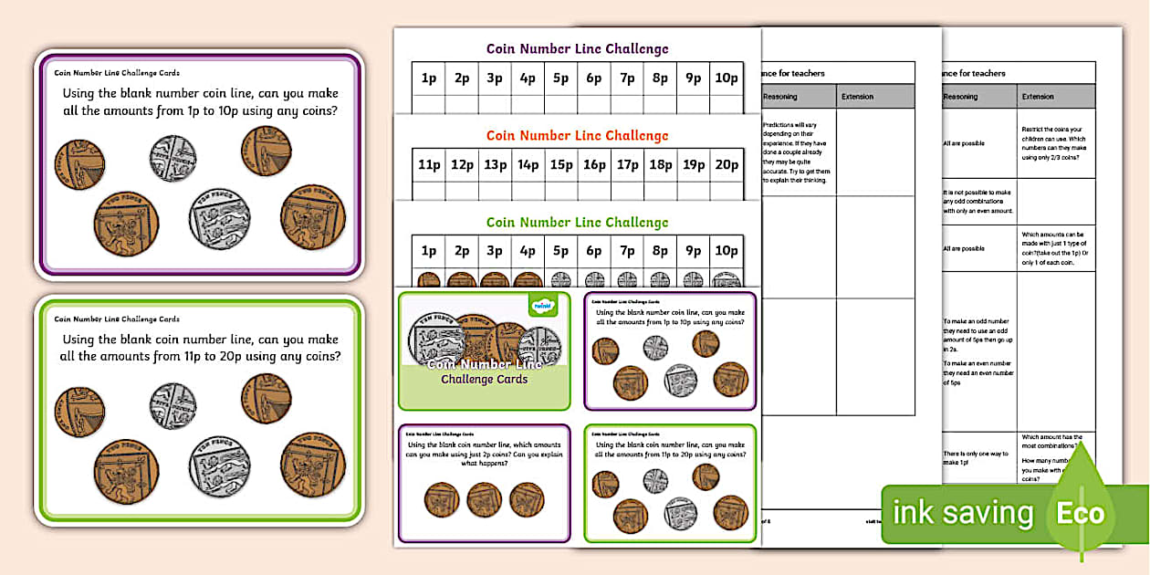 Coin Number Line Challenge Pack (teacher made) - Twinkl