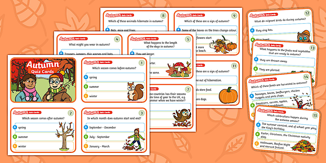 Autumn Quiz Cards (teacher made) - Twinkl