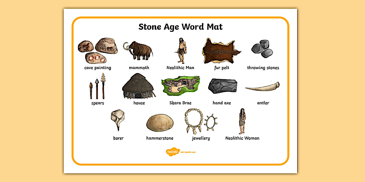 Cursive The Stone Age Word Mat (teacher made) - Twinkl