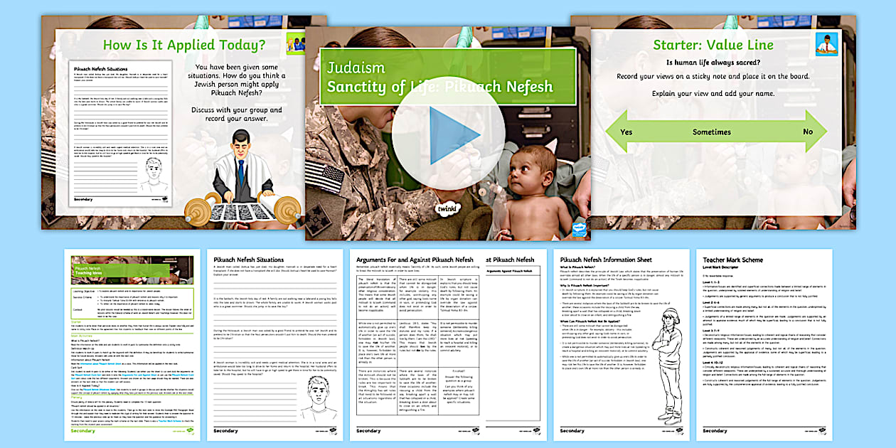 Judiasm: Pikuach Nefesh Lesson Pack (Teacher-Made) - Twinkl