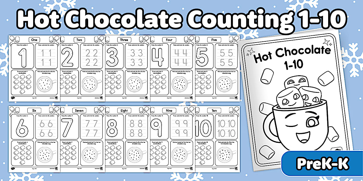 Hot Chocolate Counting 1-10 Math Activity Booklet PreK-K